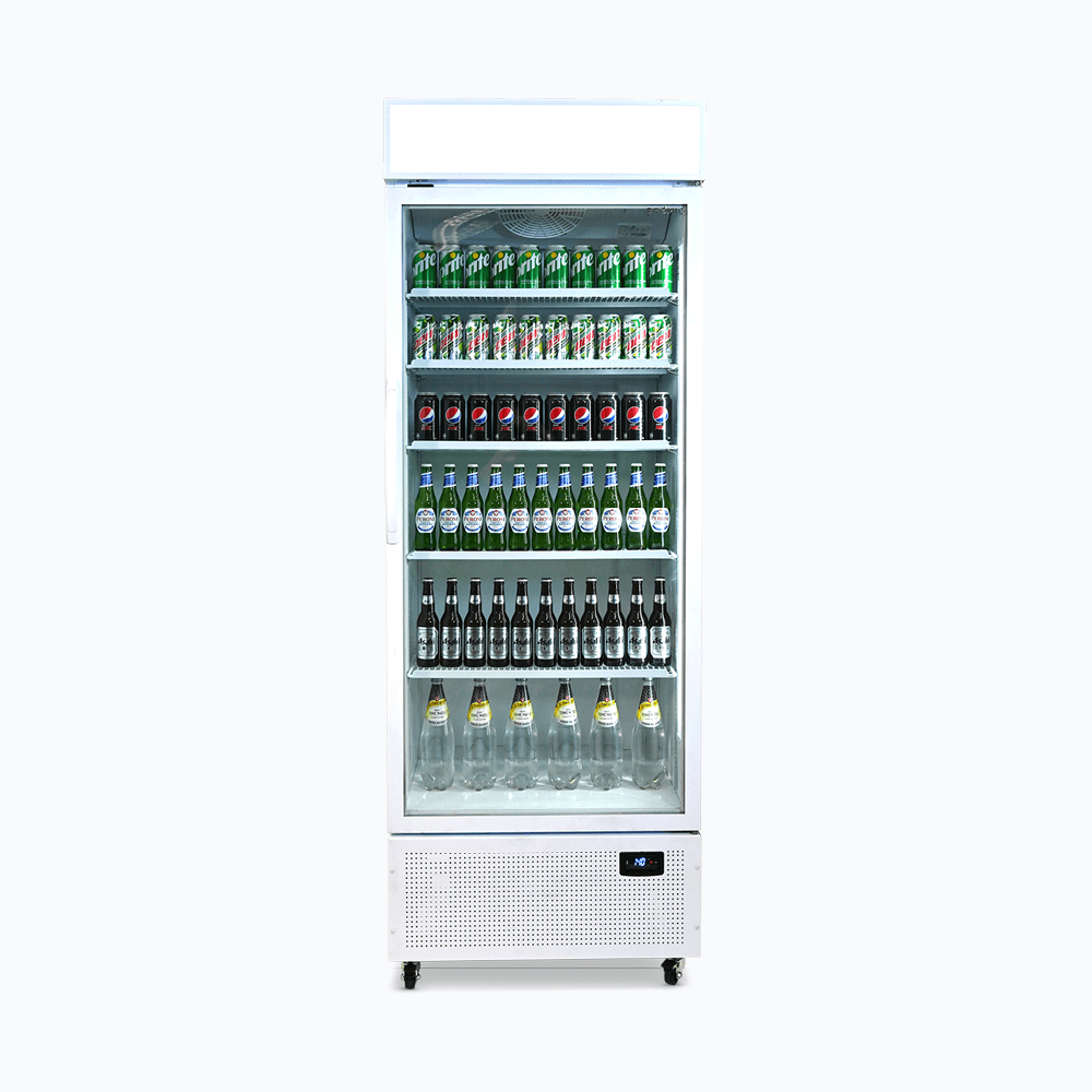 Bromic Upright Display Fridge with Lighbox (White) ECO Flat Glass Door ...